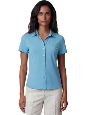 LORDS OF HARLECH Short Sleeve Merino Wool Shirt - Teal