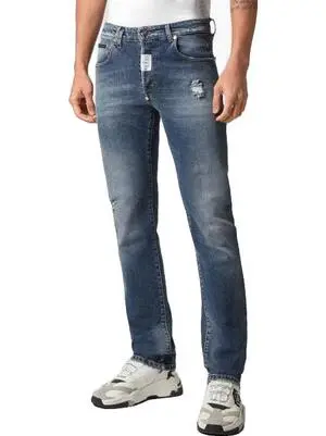 PHILIPP PLEIN PHILIPP PLEIN Super Straight Cut Denim Trousers With Hexagon Logo