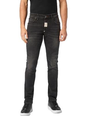 Philipp Plein Super Straight Cut Jeans With Hexagon Logo - Nightcrawler