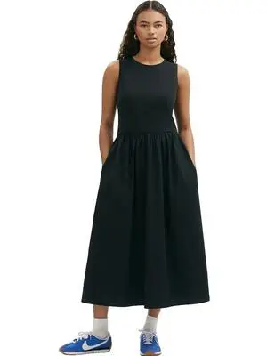 FINERY LONDON Georgie Sleeveless Cotton Midi Dress - Black