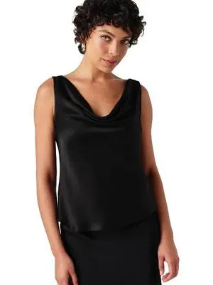 GHOST LONDON Ghost London Nyla Cowl Neck Satin Top Black