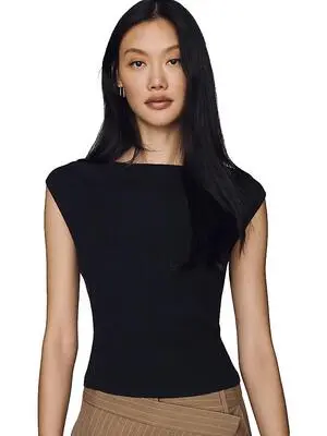 Anthropologie Open Back Knit Top - Black