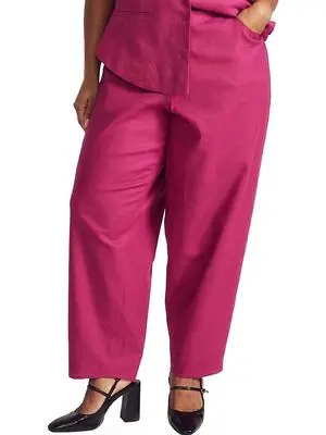 Universal Standard Plus Lou Barrel Leg Linen Pants - Hyper Pink