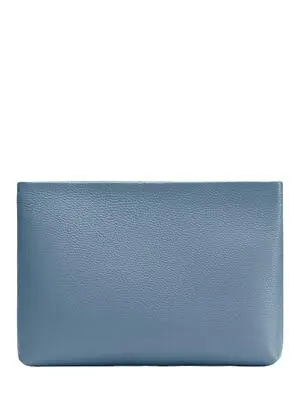Cuyana Medium Zipper Pouch In Italian Pebbled Leather - Azure