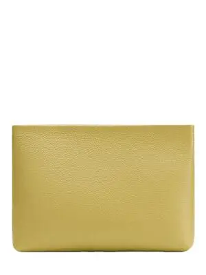 Cuyana Medium Zipper Pouch In Italian Pebbled Leather - Lime