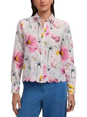 Foxcroft Floral Scalloped Hem Shirt - Multi