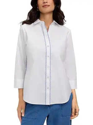 Foxcroft Marni Striped Trim Shirt - White