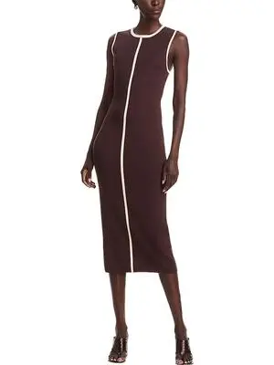 T Tahari Ribbed Knit Midi Dress - Cocoa Bean