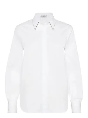 Brunello Cucinelli BRUNELLO CUCINELLI Cotton Shirt With Monili Trim Multicolor
