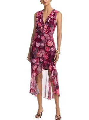 MILLY Nanci Printed Midi Dress - Red Multi