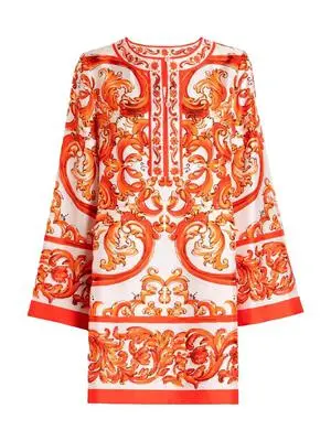 Dolce & Gabbana Maiolica-print Silk Dress - Multicolor