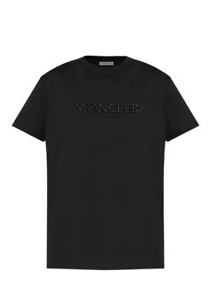 Moncler MONCLER Crewneck Short-Sleeve Embroidered Logo T-Shirt Nero