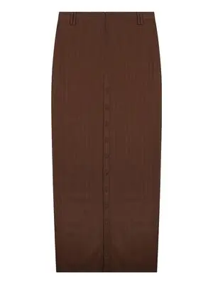 JEAN PAUL GAULTIER Midi Skirt With Button Detail - Brown