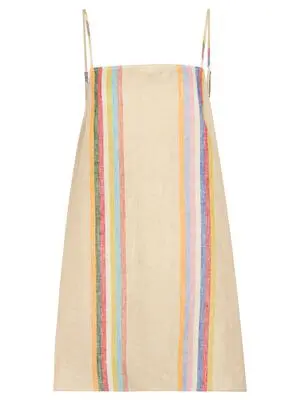 Staud Laura Striped Linen Mini Dress - Multicoloured