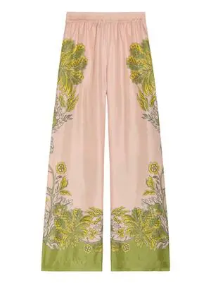 La DoubleJ Printed Wide-leg Silk Trousers - Pink