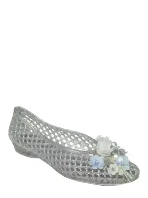 HEAVENLY JELLY HEAVENLY JELLY Silver-Tone Mesh Effect Ballet Flats