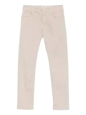 Jacob Cohen Nick Slim-fit Cotton Trousers With Logo Patch - Neutrals
