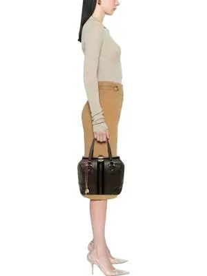 Gucci Leather Handbag With Metal Closure - Brown
