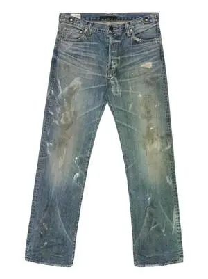 Mastercraft Union Distressed Paint-splatter Jeans - Blue
