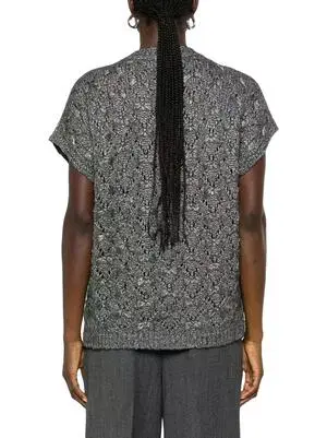 Fabiana Filippi Open-knit Cap-sleeve Sweater - Grey