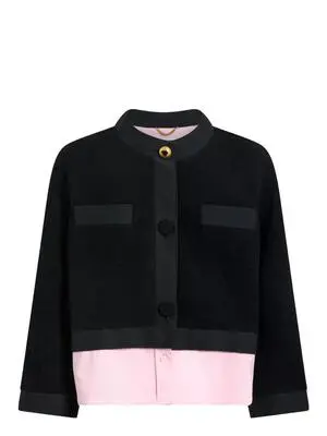 MOSCHINO Moschino Layered Bouclé-Knit Jacket With Heart Motif Button