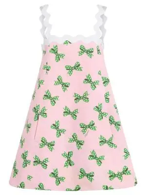 Moschino Bow-print Scalloped-trim Mini Dress - Pink