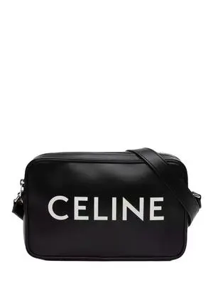 Celine Smooth Calfskin Logo Messenger Bag - Black