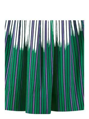 Lela Rose Midi Striped Pleated Skirt - Green