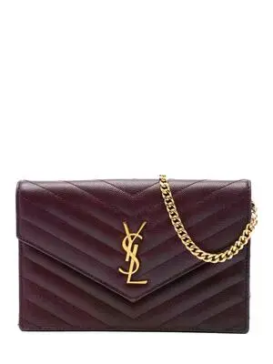 Saint Laurent Monogram Chain Wallet Crossbody Bag - Red