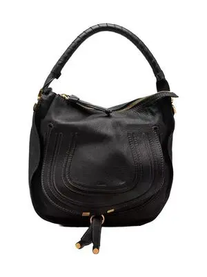 Chloé Marcie Hobo Bag In Pebbled Calfskin - Black