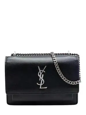 Saint Laurent Mini Calfskin Monogram Sunset Wallet On Chain Crossbody Bag - Black