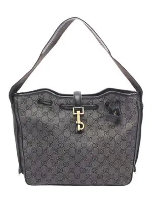 Gucci Gg Supreme Denim Shoulder Bag - Black
