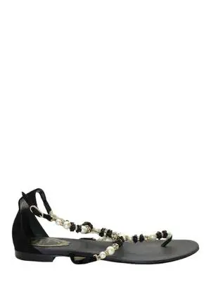 Rene Caovilla Embellished T-strap Sandals - Black