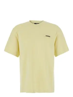 Jacquemus Jacquemus Men 'Le T-Shirt Gros Grain'  Yellow Crew Neck T-Shirt With Logo Patch On The Front In Cotton For Men Multicolor