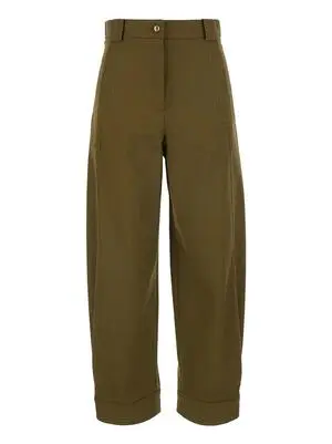 Max Mara MAX MARA Cotton Pants With Button Hem Detail Multicolor