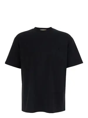 Valentino Garavani Black T-shirt With Pocket With Metallic Vlogo In Cotton For - Multicolor
