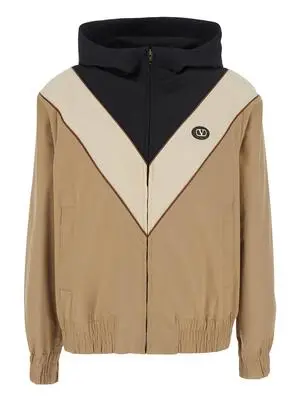 Valentino Garavani Tech Fabric Hooded Jacket With Vlogo Patch - Multicolor