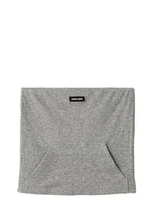 Miu Miu Ribbed Jersey Top With Pouch Pocket - Grey