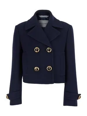 Balenciaga Cropped Wool Jacket With Notched Revers And Halfbelt - Multicolor