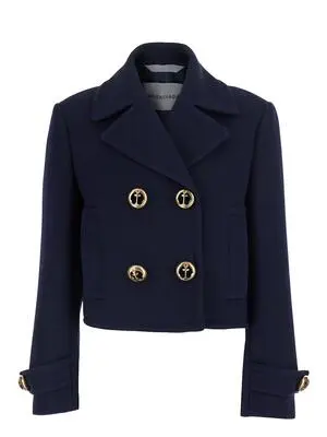 Balenciaga Cropped Wool Jacket With Notched Revers And Halfbelt - Multicolor