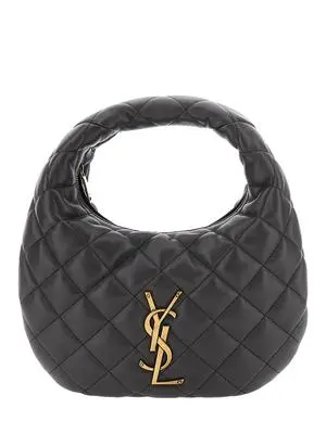 Saint Laurent Quilted Leather Handbag With Cassandre Plate - Gray