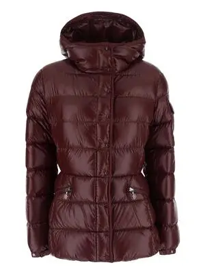 Moncler Down Jacket With Hood And Applied Pocket - Red