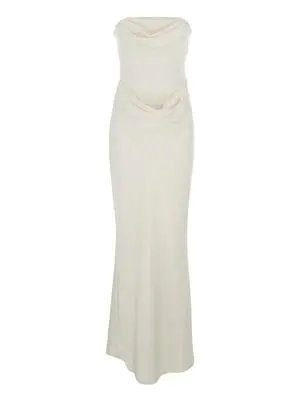 ROTATE BY BIRGER CHRISTENSEN ROTATE Long Sleeveless Draped Tech Fabric Dress Multicolor