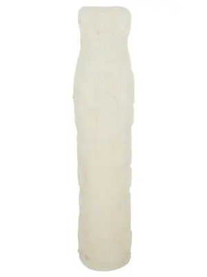 ROTATE BY BIRGER CHRISTENSEN Long Sleeveless Off-shoulder Dress With Floral Embroidery - Multicolor