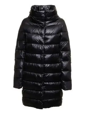 Herno HERNO Long Down Jacket With High Collar In Tech Fabric Black