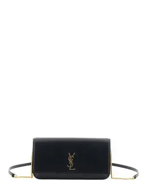 Saint Laurent Louise Crossbody Bag With Triomphe Plaque In Black Leather - Multicolor