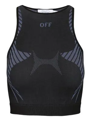 Off-White Sleeveless Racing Top - Black
