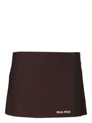 Miu Miu Kid Mohair Sporty Mini Skirt - Brown