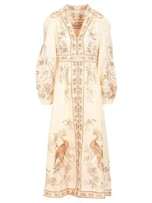 Zimmermann Indra Plunge Midi Dress - Multicolor