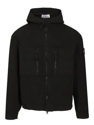 Stone Island Organic Cotton Ripstop Hooded Overshirt - Black